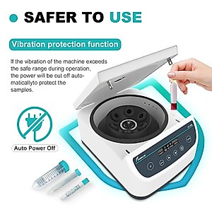 JOANLAB Centrifuge Machine 2ml/5ml/10ml/15ml/50ml x 6,Low Speed 500-4000rpm,2146xg RCF Lab Benchtop Centrifuges w/Timer