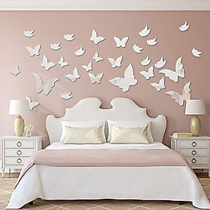 Amaonm 21 PCS Removable Crystal Acrylic Mirror Butterfly Wall Decals Fashion DIY Home Decorations Art Decor Wall Stickers Murals for Kids Nursery Room Bedroom Door Bathroom