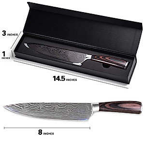 AUIIKIY Professional Chef Knife, 8 Inch Pro Kitchen Knife, German High Carbon Stainless Steel Knife with Ergonomic Handle