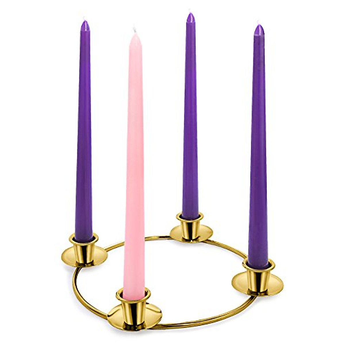 Elite Christmas Products Advent Candle Set. Made in The USA Self Fitting End. Premium Hand Dipped Candles, Dripless, 4 Pack - 3 Purple, 1 Pink