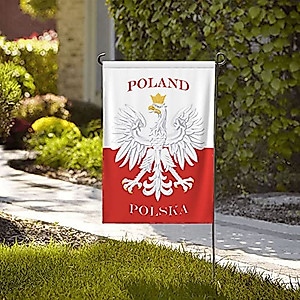Polish Flag Poland Polska Garden Flag Yard House Flags 12x18 Inch, Double Sided Seasonal Holiday Flag Vertical Large Sign Banner for Porch Farmhouse Home Outdoor Decoration, White