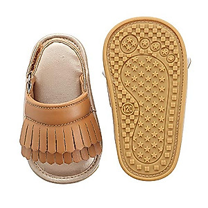 koshine Baby Sandal Tassels Summer Toddler Slipper Shoes 0-18 Months (12-18 Months,Khaki)