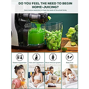 Juicer Machines, Aiheal New Generation Celery Slow Masticating Juicer Extractor Easy to Clean with Brush, Cold Press Juicer with Quiet Motor & Reverse Function for Fruits & Vegetables, Recipes