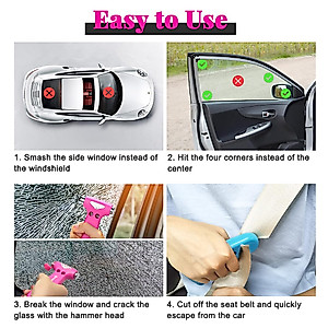 SINSEN Car Safety Hammer, Automotive Window Breaker and Seatbelt Cutter for Women, Roadside Emergency Kit, 3 in 1 Escape Tools, Road Trip Essential and Must Haves (1, Blue)