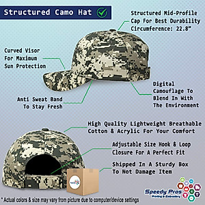Speedy Pros Camo Baseball Cap Michigan State USA America Embroidery Cotton Hunting Dad Hats for Men & Women Strap Closure Pixel Digital Camo Design Only