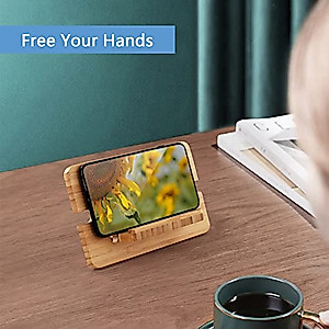 BambuMate Tablet Stand, Adjustable Tablet Holder, Tablet and Phone Holder, Cell Phone Stand Compatible with Smart Phone, Tablet -Natural Bamboo