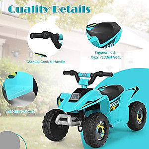 HONEY JOY Ride On ATV, 6V Mini Off-Road Battery Powered Motorized Quad for Kids, 2 Speeds, Anti-Slip Wheels, RWD 4-Wheeler Electric Ride On Toy Car for Toddlers (Blue)