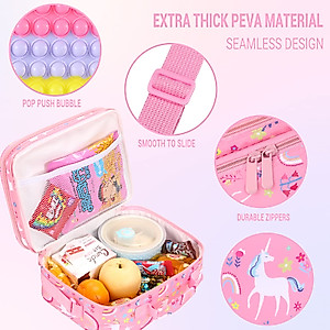 MOVCZON Rainbow Lunch Box for Girls Kids Lunch Bag Set School Supplies for Kids Insulated Lunch Tote Bag- Picnic Leakproof Cooling Lunch Containers with Adjustable Shoulder Strap Back to School