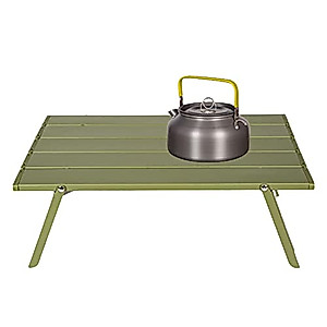 Small Camping Table - Mini Green Folding Beach Picnic Table,Camping Tent Table Camping Meal Portable Coffee Table Home Bed Aluminum Plate Table Army Green ??