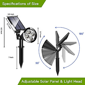 MEIHONG Solar Spot Lights Outdoor, Solar Lights Outdoor, Solar Landscape Lights wih Dusk to Dawn Sensor, Solar Tree Lights, 2 Modes 3000K/6000K