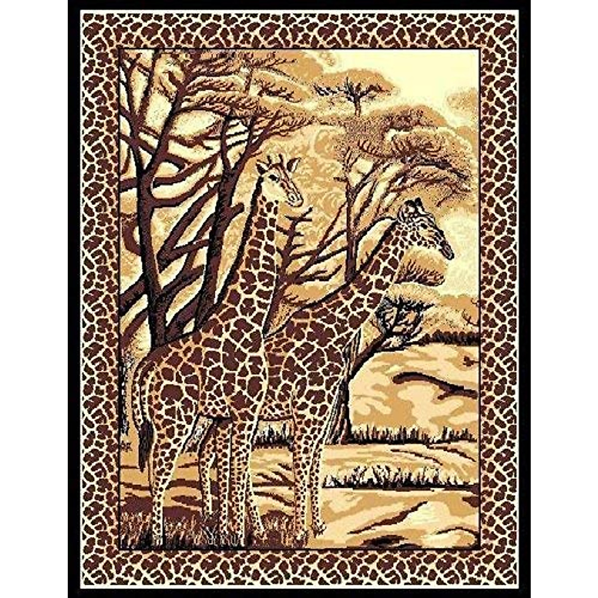 Champion Rugs Giraffe Area Rug African Safari Animal Carpet (3’ 11” X 5’ 2”)