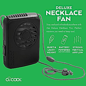 O2COOL Neck Personal Travel Battery Powered Cooling Fan, Single Pack (Black)