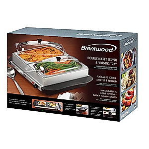 Brentwood 3-Quart 2 Pan Buffet Server and Warming Tray, Brushed Stainless Steel