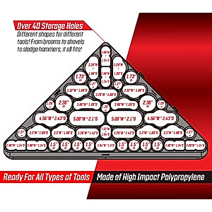 PeerBasics Corner Tool Rack, Garage Storage Organization, Up to 40 Tools like Shovels Brooms Rakes Mops Hammers Pruners, Organize Garden Yard Plus Pegboard, Wall Mounting, Peg Hooks Hardware Included