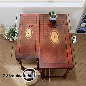VERDANTREE Computer Desk Office Table with 2 Drawers, 39.37" Solid Wood Study Writing Desk Workstation with Storage Space,Mid-Century Vanity Dressing Table for Home Office,Cherry Walnut SSZ1533WD