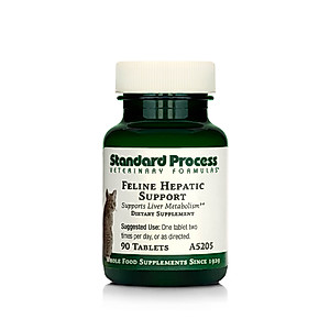 Standard Process Feline Hepatic Support - Cat Health Supplement for Liver Support - Hepatic Circulation & Liver Metabolism Aid - Tablet Supplement to Aid Hepatic Immune Function - 90 Tablets