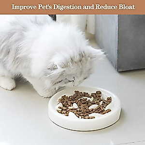 MSBC Raised Cat Slow Feeder Bowl with Acrylic Stand, Elevated Melamine Slow Feed Cat Dish, Non-Slip Pet Puzzle Feeder for Slow Healthy Eating, Anti-Choking Prevents Obesity Pet Bowl for Kitty, Kitten