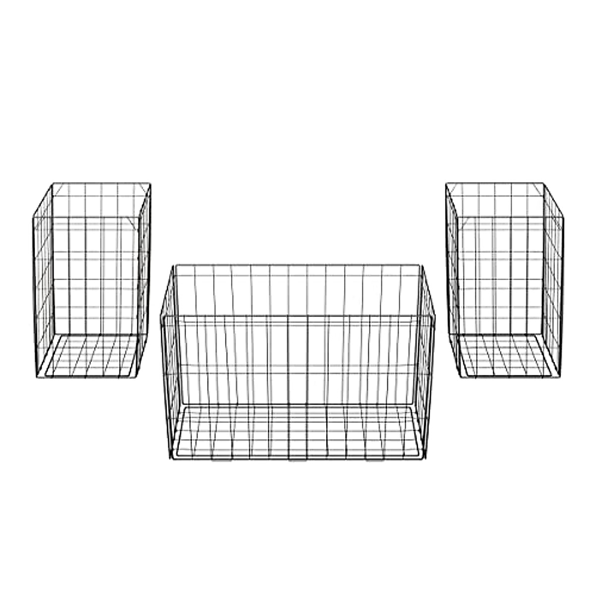 Lavish Home Set of 3 Living Room Tables - Metal Basket Storage with Removable Lids - 2 Small Side and 1 Large Accent Table (Brown/Black)