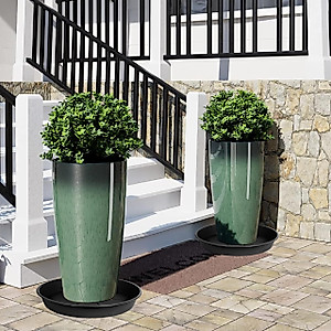 OVZILKI 6 Pack of Plant Saucer Tray 4 6 8 10 12 14 17 19 22 25 inch, Heavy Duty Plastic Pot Plant Drip Trays Saucers for for Indoors Outdoor, Plant Water Tray for Planters 3-5" (4", Black)