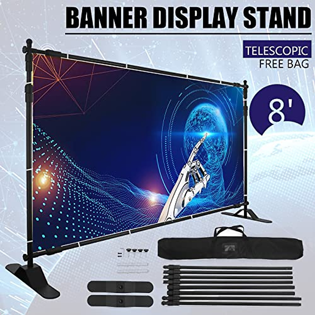 ZBPRESS 10x8 ft Adjustable Backdrop Banner Stand,Large Display Step and Repeat Stand,Portable Backdrop Banner Stand for Parties Wedding Photoshoot Exhibition Background,with Carrying Bag