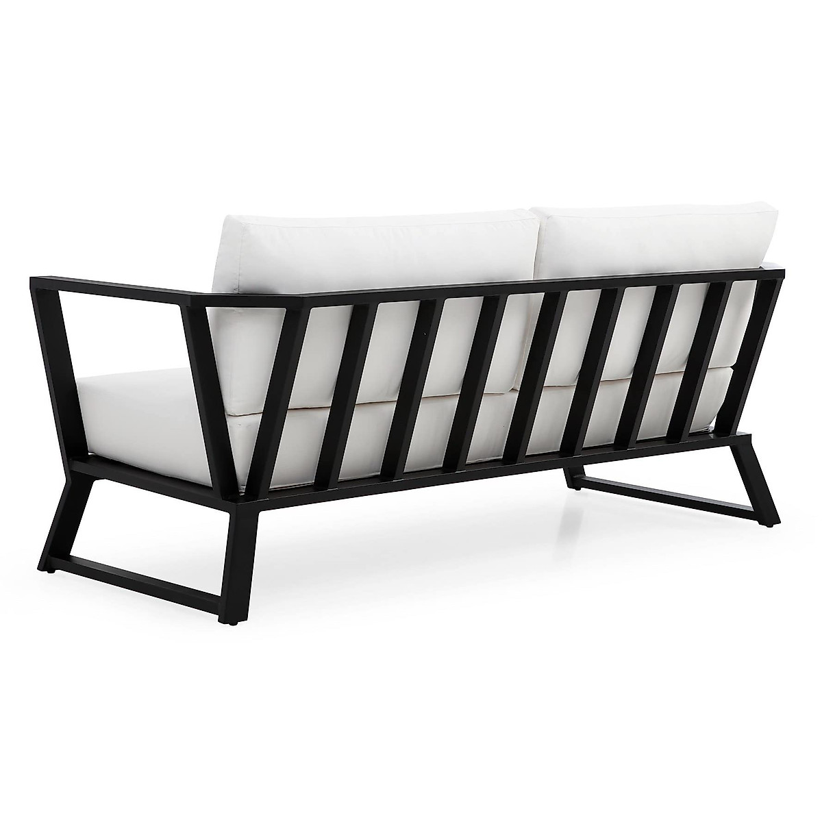 ZURI Modern Outdoor Patio Nadie Stainless Steel Sofa with Quick Drying Cushion - Black/White