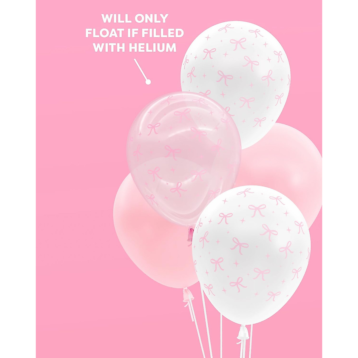 xo, Fetti Party Decorations Pink Latex Bow Balloons - 24 pk, 12" | Bachelorette Decorations, Bow Theme Birthday Party, Bridal Engagement Decor, Coquette Cute Supplies