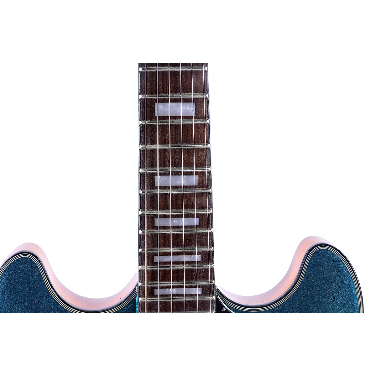 Acoustic Semi-Hollow-Body Electric Guitar, 6 Strings, Stainless Steel Frets, Full Size,Playing Jazz, Solo For Beginners Starters Intermediates and Professionals Right Handed Color Sky Bule