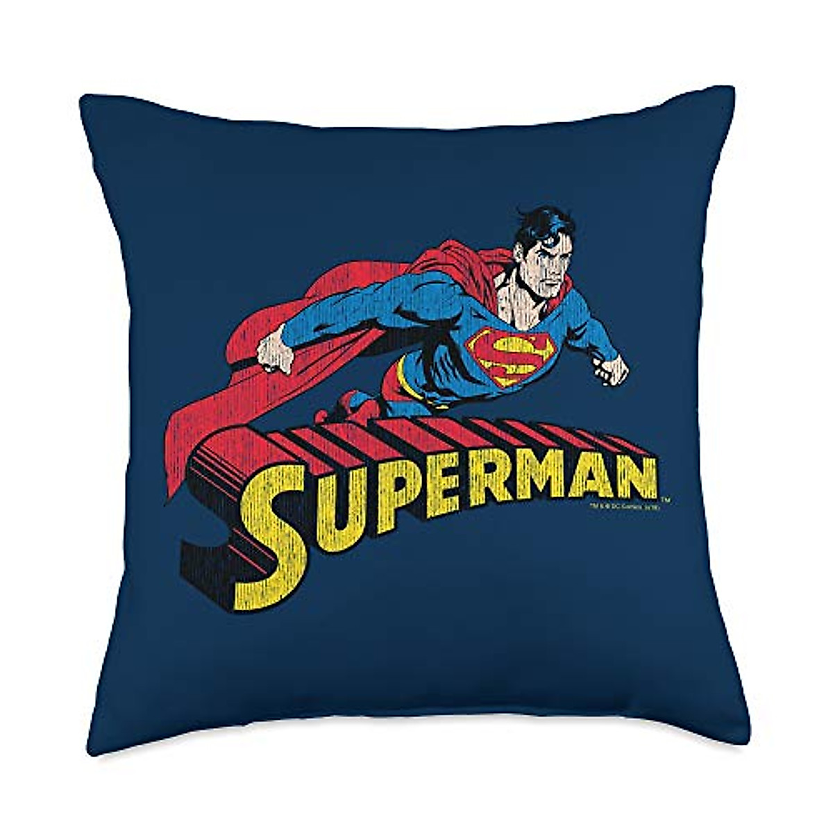 Superman Flying Over Throw Pillow, 18x18, Multicolor