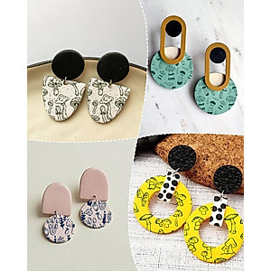 Puocaon Fall Clay Silk Screen - 6 Pcs Reusable Silk Screen Stencils for Polymer Clay Jewelry, Mushroom Boho Hand-Painted Clay Silk Screen Stencils for Jewelry Earrings Making, Mystic Clay Silk Screen