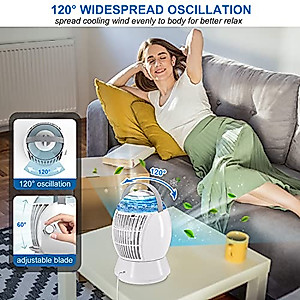 ‎Azoiito Portable Air Conditioner Fan with Remote Control,Personal Evaporative Air Cooler with 3 Wind Speed& 3 Spray Mode,120° Oscillation Cooling Fan with Humidifier for Room,Office,Desk,Bedroom