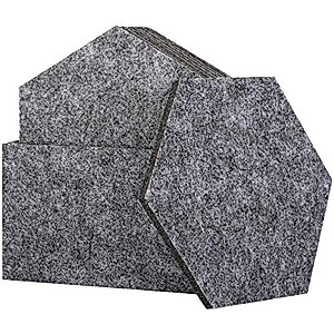 Urbanstrive Eco-Friendly 100% Biodegradable Coasters with Holder, Set of 10, Absorbent Felt Coasters for Drinks Bar Home, 4 Inch (Grey Hexagond)