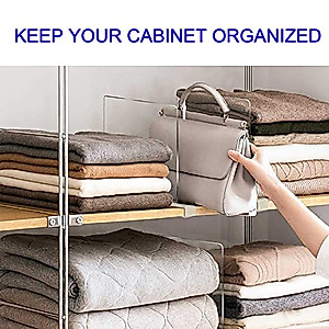 Daoteper 4 Pack Shelf Dividers for Closet Organization,Acrylic Clear Shelve Divider Multifunctional Clothes Organizer Purse Shelf Separators for Bedroom, Kitchen Cabinets, Office
