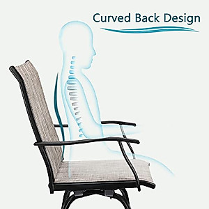 Vipush 2 Piece Swivel Bar Stools Outdoor High Patio Chairs Furniture with All Weather Metal Frame