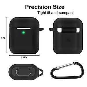 AirPods Case, Full Protective Silicone AirPods Accessories Cover Compatible with Apple AirPods 1&2 Wireless and Wired Charging Case(Front LED Visible),Black