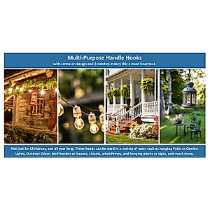 JSP Manufacturing Multi-Purpose Plastic Utility Hook Screw On Pole Attachment (Pole NOT Included) - Hang Christmas Lights, Bird feeders, Sting Lights, Ropes, Boat Lines (2, Black)