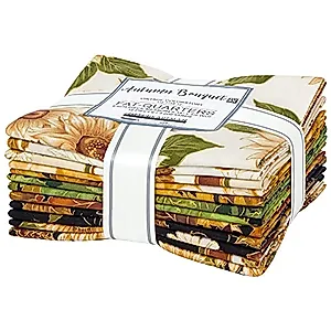 Kaufman Metallic Fat Quarter Bundles Autumn Bouquet 12pcs Vintage