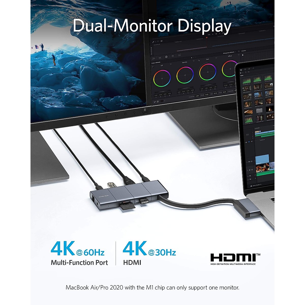 Anker USB C Hub for MacBook, PowerExpand 9-in-2 USB C Hub with 85W Power Delivery, 4K@30Hz HDMI, USB C Multi-Function Port, 2 USB-A 3.0 Ports, 1 Gbps Ethernet, 3.5 mm Audio, SD and microSD Card Reader