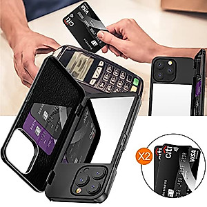 W7ETBEN iPhone 14 Pro Max Wallet Case, iPhone 14 Pro Max Case with Kickstand Built-in Mirror Shockproof Card Holder Cover for Apple iPhone 14 Pro Max 6.7" (Black)