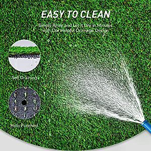 TERRADISE Artificial Grass Rug, 5'x8' Fake Grass for Outdoor Garden Balcony Patio Decor, Turf Grass Mat with Thick Green Realistic Grass for Dog Training, Artificial Turf with 1.2" Pile Drainage Holes