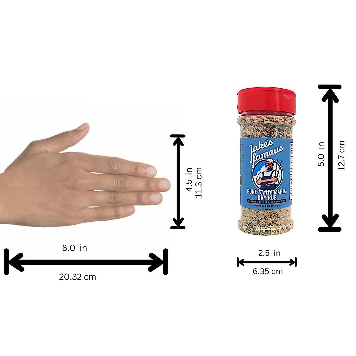 Jake‘s Famous Pure Santa Maria Dry Rub Seasoning for Tri Tip Beef Steak Burgers Pork Chicken 5.0 Oz