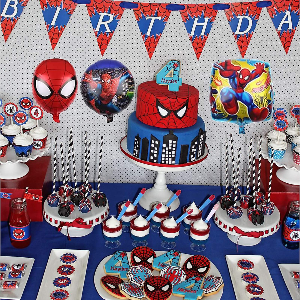 Superhero Balloons for Kids Birthday Baby Shower Super Hero Theme Party Decorations (Spider)