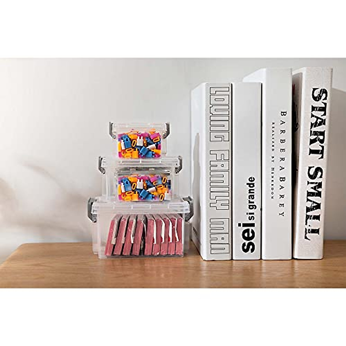 Storage Organizer Set of 1 QT, 2.5 QT and 4 QT Storage Containers with Lid, Set of 9, Clear