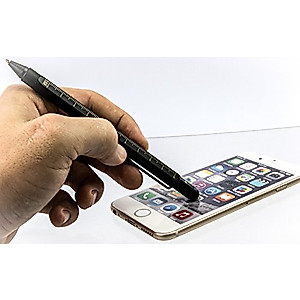 Troika CONSTRUCTION Multitasking Ballpoint Pen - PIP20/BG - Black/Gold - Centimetre and Inch Ruler - 1:20 m and 1:50 m Scale - Spirit Level - Slotted and Phillips Screwdriver - Stylus