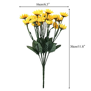4 PCS Artificial Sunflower Small Silk Flowers with 22 Fake Sunflowers Heads Small Daisy Mums with Stems Realistic Flowers for Outdoors Yellow Flowers Artificial for Decoration Centerpieces Wedding