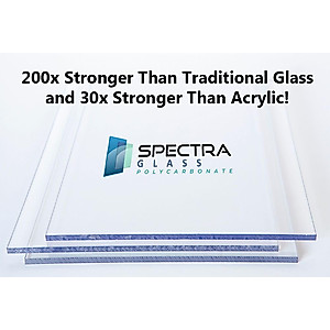 12"x18" (1/8") Spectra Glass Clear Polycarbonate Sheet. UV Coating on Both Sides. Impact and Weather Resistant. DIY, Arts, Crafts, Window Replacement. Sizes are Nominal Cut Within +-1/8". Made in USA