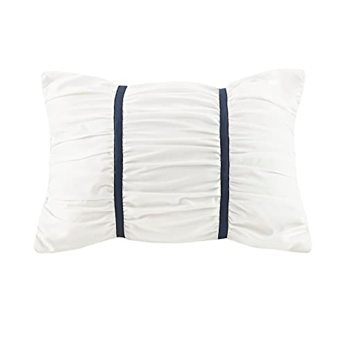 Madison Park Zennia Farmhouse Comforter Set with Throw-Blanket, Floral Print on Seersucker Textures, All Season Bedding, Matching Shams, Toss Pillows, Full/Queen(90"x90"), Blue 7 Piece