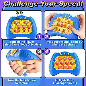 Push Pop Puzzle Game Machine, Light-Up Poppet Educational Console, Handheld Squeeze Bubble Decompression Autism Stress Relief Sensory Fidget Toys for Boys Girls Teens Kids Adults 4 Modes, Orange