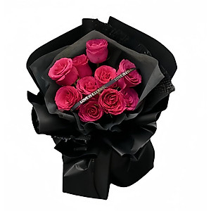 DODXIAOBEUL 20 Sheets Black Waterproof Wrapping Flower Paper,Valentines Day Flower Bouquets Wrapping Paper Non Fading Florist Bouquet Paper for Birthday Holiday Wedding Engagement,DIY Crafts 23 x 23