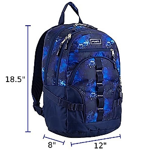FUEL Dynamo Active Backpack, Fits Most Laptops up to 15", Front Access Pockets, Padded Lumbar, Comfortable, Adjustable Straps - Blue Galaxy