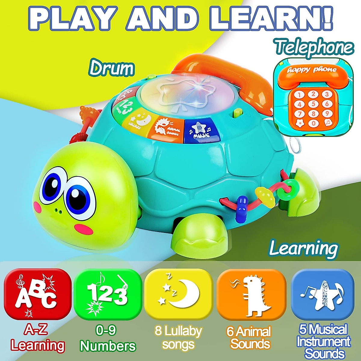 Baby Toys 12-18 months Infant Toys Toddlers Musical Toys Crawling Turtle Toy Educational Learning Toys for 1 2 3 Years Old Kids Interacting Toys Crawling Toys for Babies Toddlers Holiday Birthday Gift